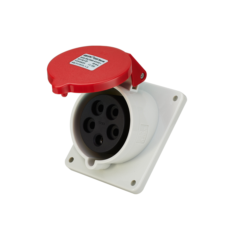 32A 5PIN Angled Panel Mount Socket TYP3823-IP44 For Sale - WEIPU