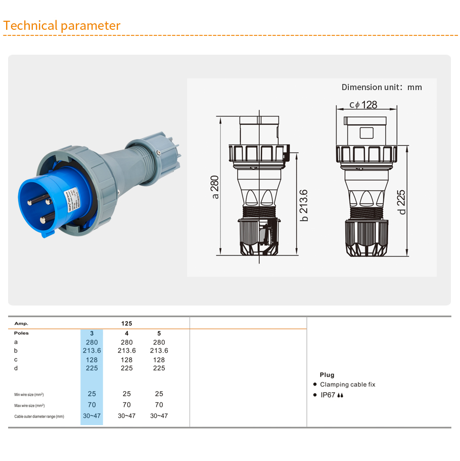 16A Waterproof 3Pin Connector Socket| WEIPU Connector