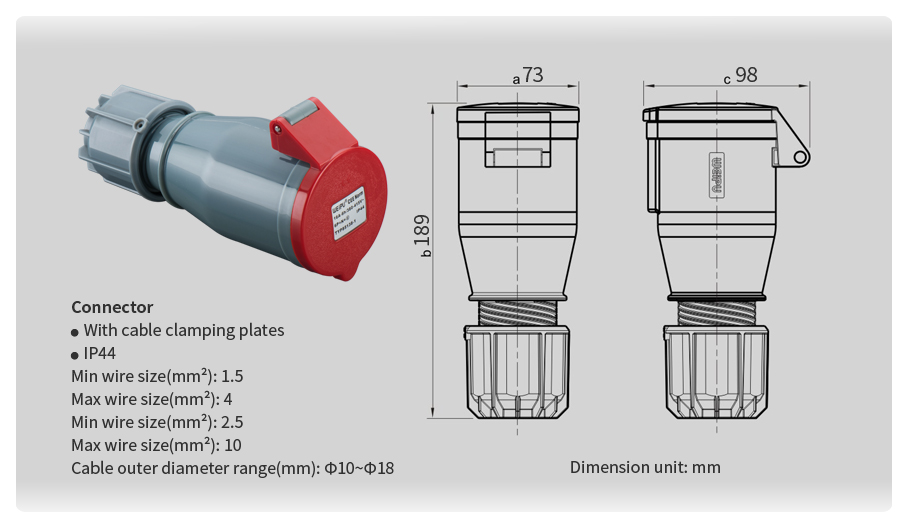 16A 8-pin connector With cable clamping plates TYP85138 - WEIPU