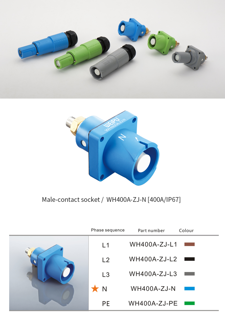 400Amp Female-contact socket WH400A-ZK-N IP67 - WEIPU
